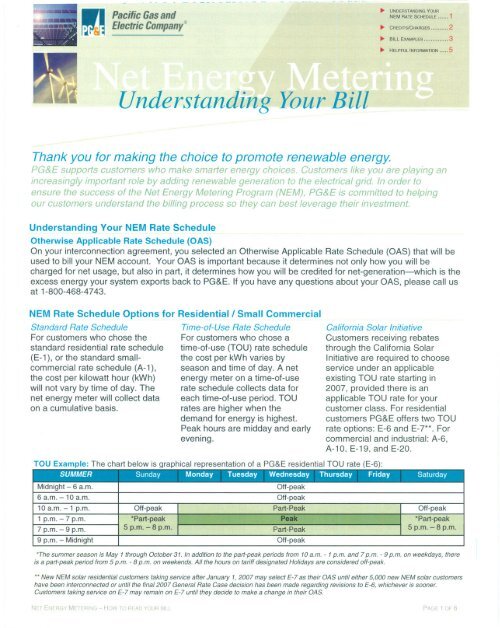 Understanding Your Bill - Pacific Gas and Electric Company