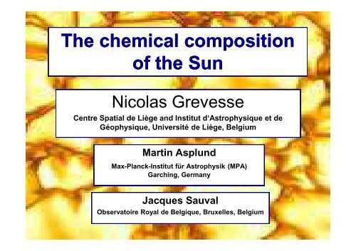 The chemical composition of the Sun
