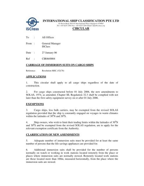 international ship classification pte ltd circular - ISClass