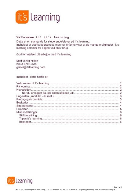 Brugervejledning til studerende - itslearning