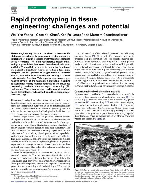 Rapid prototyping in tissue engineering: challenges and potential