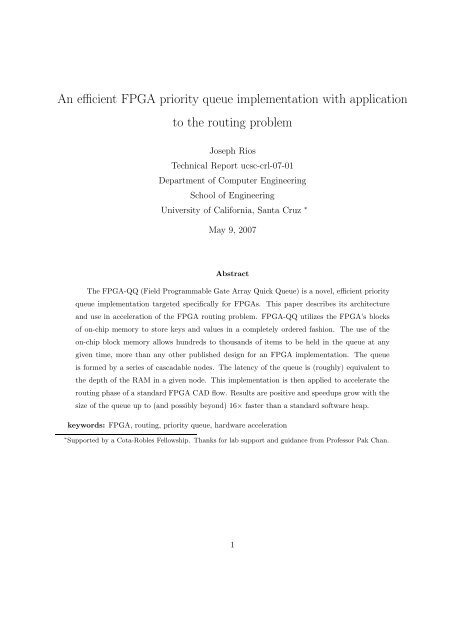 An Efficient Fpga Priority Queue Implementation With Application To
