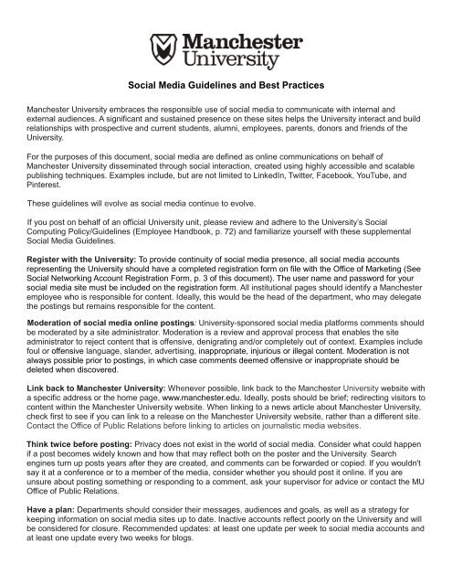 Social Media Guidelines and Best Practices