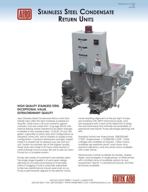 Stainless Steel Condensate Return Units.pdf - Fabtek-Aero