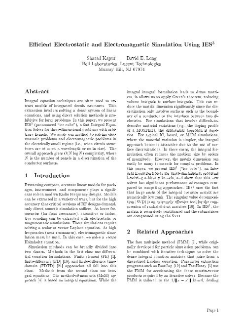 Efficient Electromagnetic and Electrostatic simulation using IES3