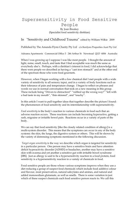 Supersensitivity in Food Sensitive People - Headaches