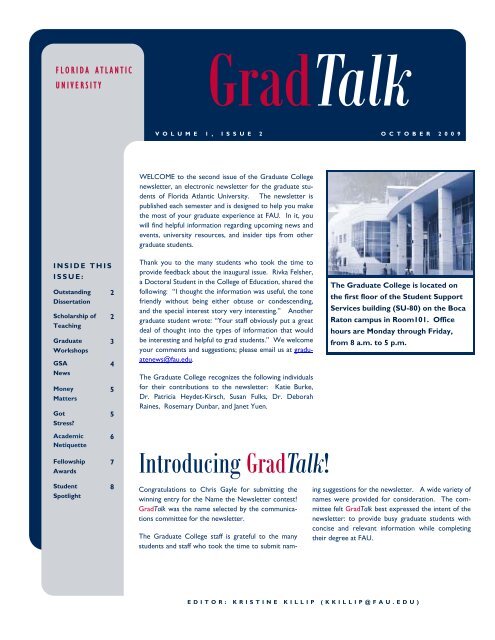 Introducing GradTalk! - Florida Atlantic University