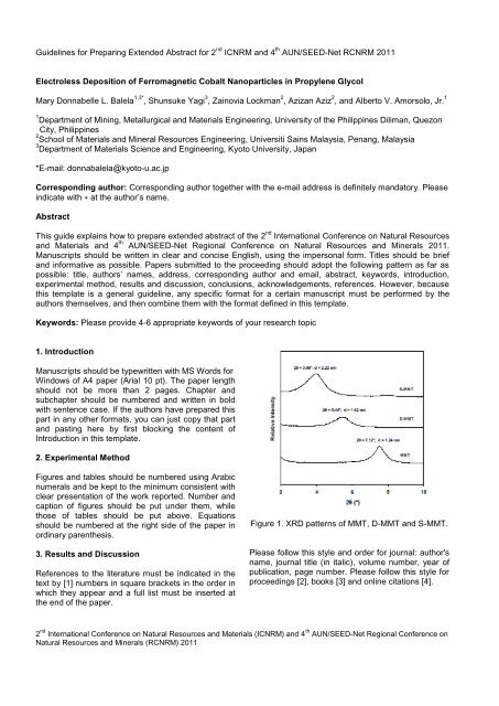Template for Extended Abstract Submission