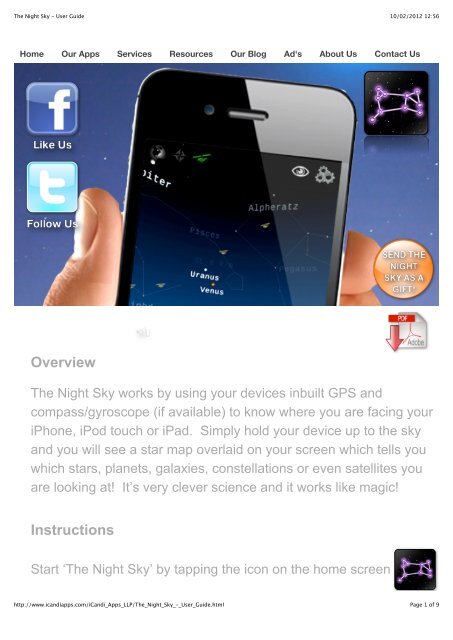 The Night Sky - User Guide - iCandi Apps