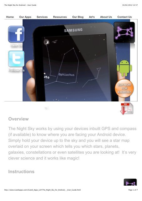 The Night Sky for Android - User Guide - iCandi Apps