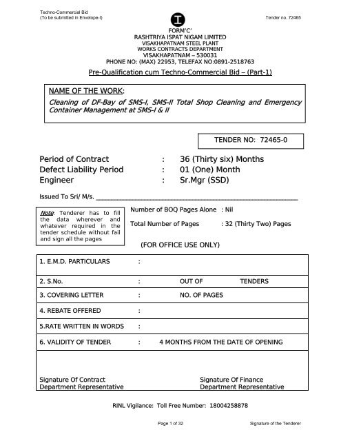 scope of work - Tenders India