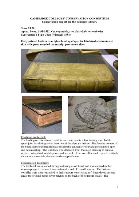 Whipple Library: Conservation report