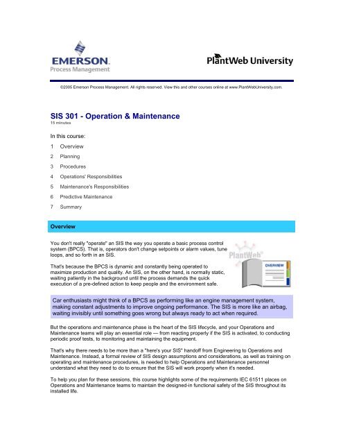 SIS 301 - Emerson Process Management