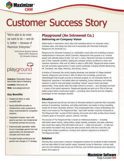 Customer Success Story - Maximizer Software Inc.