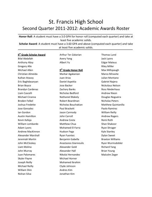 St Francis High School Academic Awards Roster.pdf