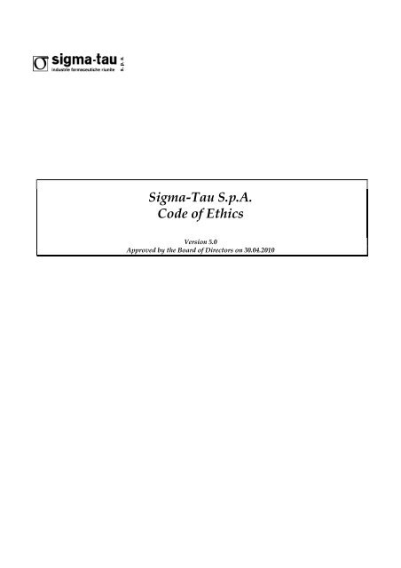 Sigma-Tau S.p.A. Code of Ethics