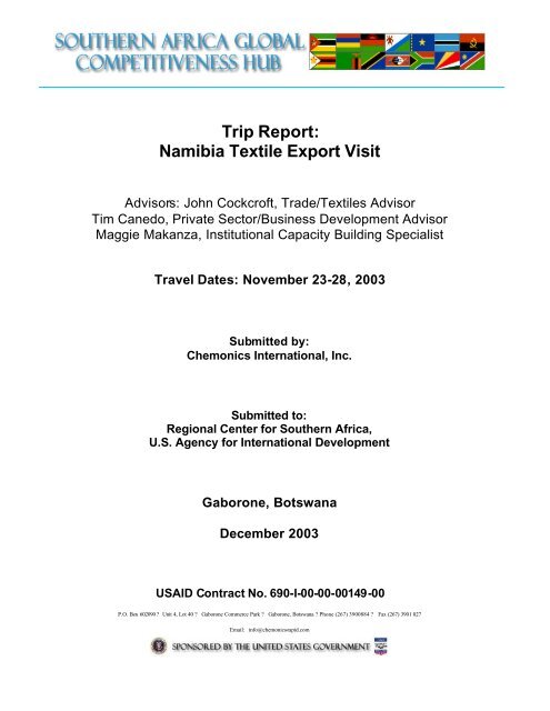 Trip Report: Namibia Textile Export Visit