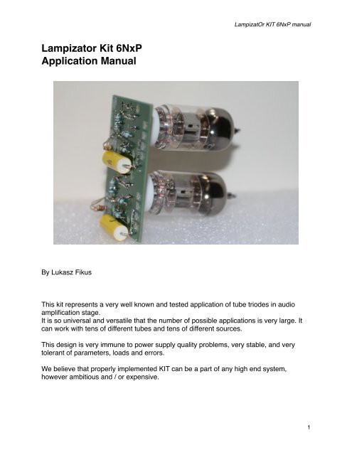 6n6p kit manual - Lampizator