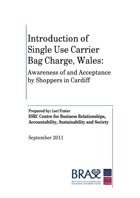 Introduction of Single Use Carrier Bag Charge, Wales: