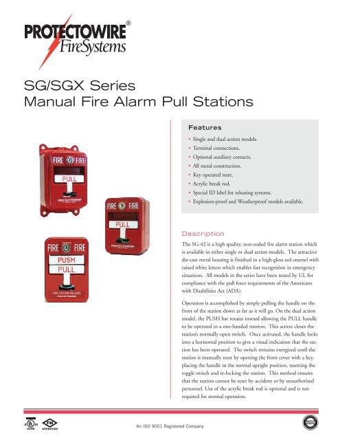 SG/SGX Series Manual Fire Alarm Pull Stations - The Protectowire ...