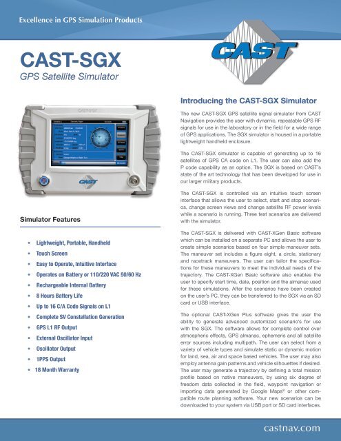 CAST SGX GPS Satellite Simulator - CAST Navigation