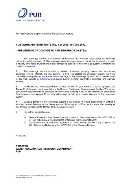 PUB (WRN) ADVISORY NOTE (No. 1 of 2006) (14 Dec 2012 ...