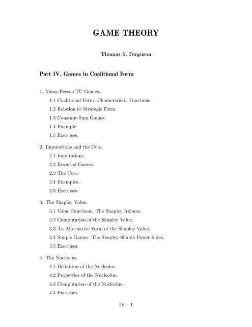 GAME THEORY - UCLA Department of Mathematics