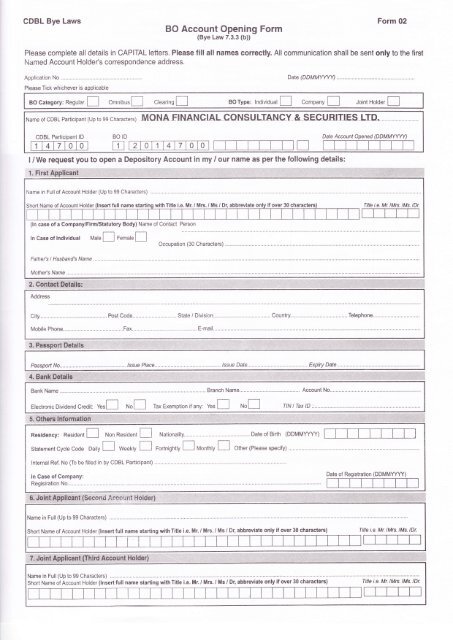BO Account Opening Form