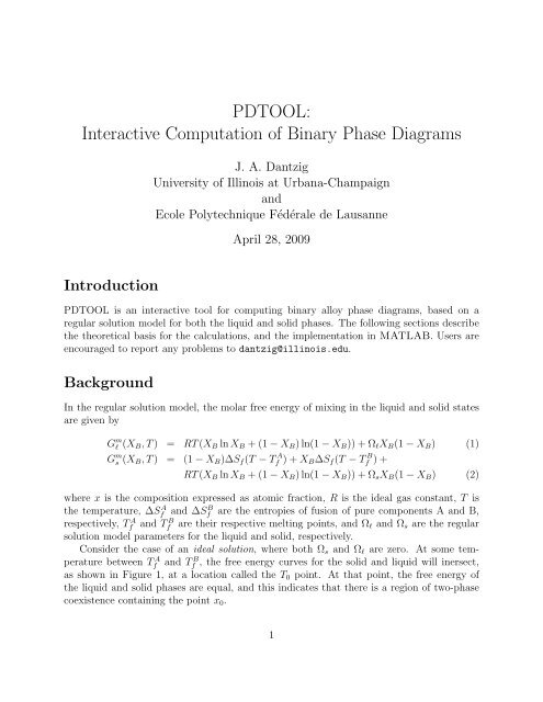 PDTOOL: Interactive Computation of Binary Phase Diagrams