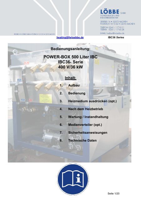 POWER-BOX 500 Liter IBC IBC36- Serie 400 V/36 kW