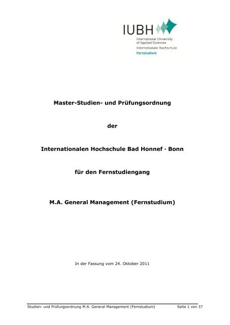 (M.A.) General Management - IUBH