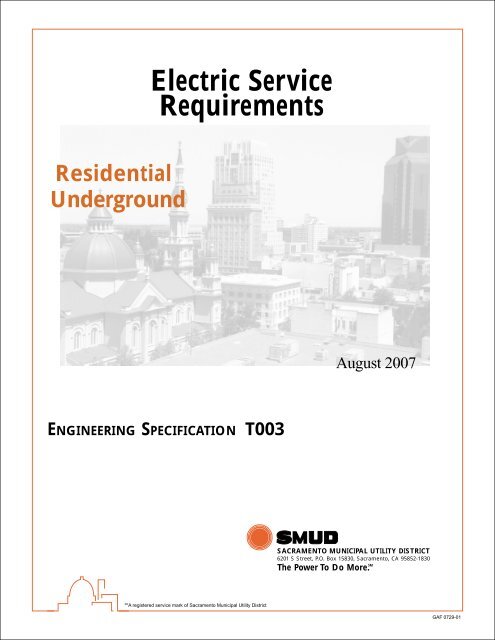 Residential Underground Electric Service Requirements