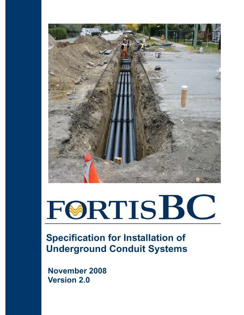 Specification for Installation of Underground Conduit ... - FortisBC