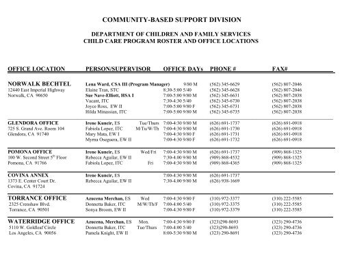 SERVICE BUREAU II - DCFS - Los Angeles County Department of ... SERVICE BUREAU II - DCFS - Los Angeles County Department of ...