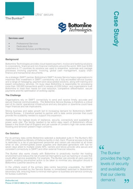 View Case Study: Bottomline Technologies - The Bunker