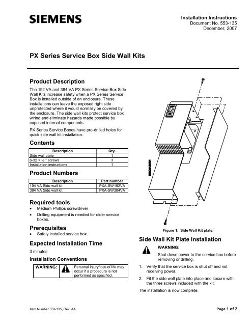 Side Wall Kit - Siemens Building Technologies