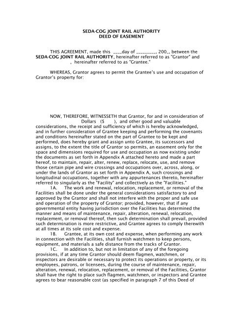 Easements Forms - SEDA-COG Joint Rail Authority