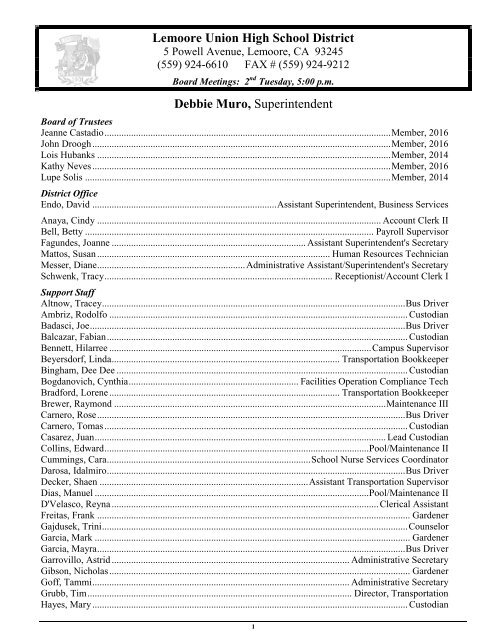 Lemoore Union High School District - Kings County Office of Education