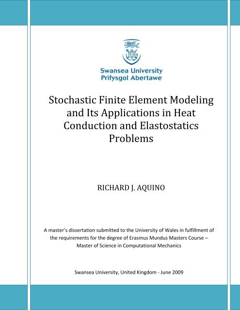 Stochastic Finite Element Modeling And Its Applications In Cimne
