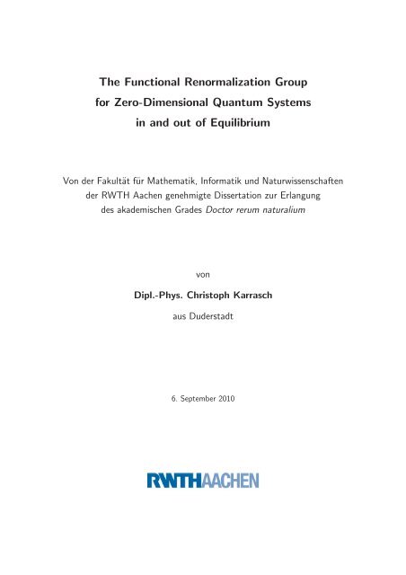 The Functional Renormalization Group for Zero-Dimensional ...