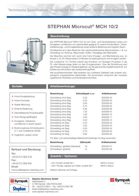 STEPHAN Microcut® MCH 10/2 - Stephan Machinery