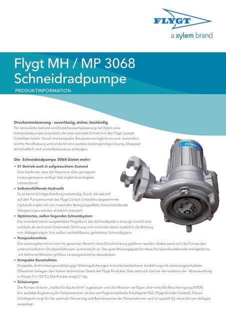 Flygt MH / MP 3068 Schneidradpumpe als PDF - Xylem