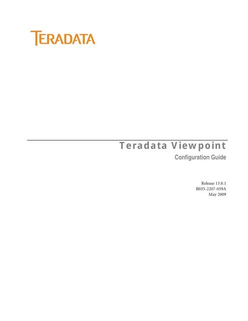Teradata Viewpoint Configuration Guide - Teradata Developer ...