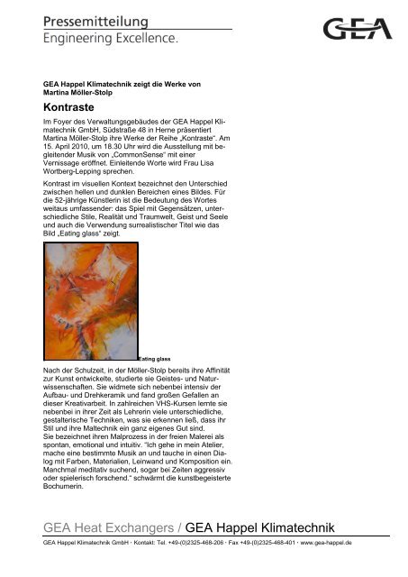 GEA Happel Klimatechnik zeigt die Werke von - GEA Air Treatment