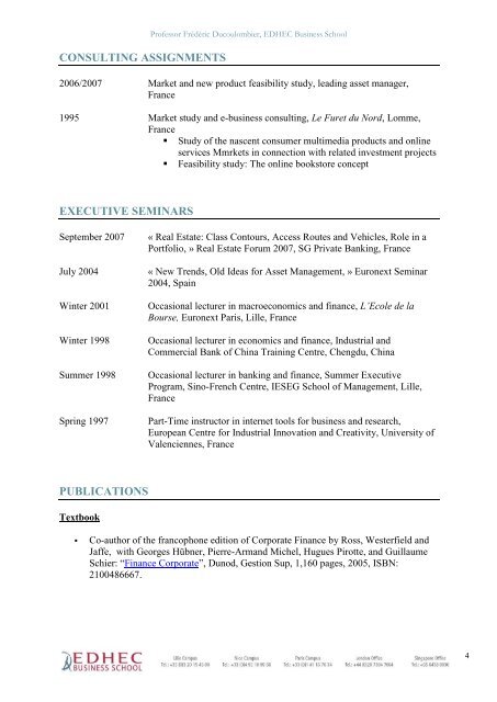 CONSULTING ASSIGNMENTS Pr