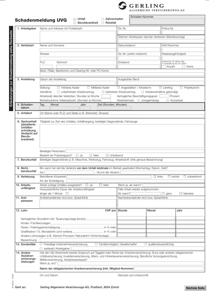 Unfallmeldung Magazine