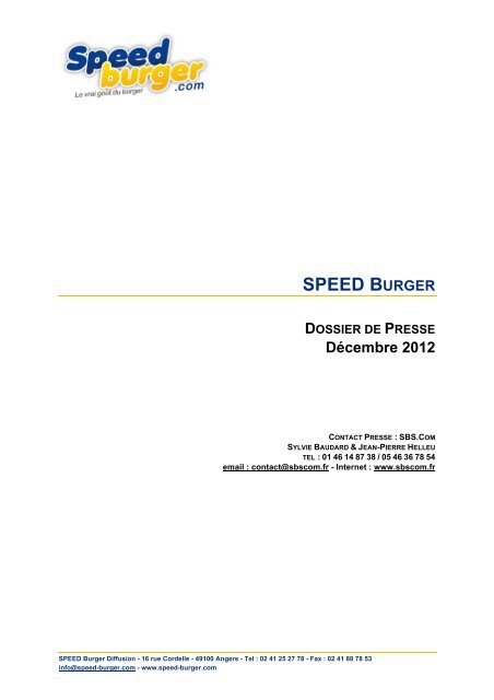 SPEED BURGER - SBS.com Franchise