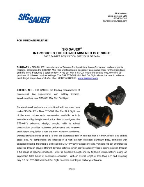 SIG SAUER INTRODUCES THE STS-081 MINI RED DOT SIGHT