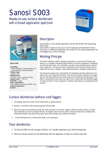 Product description - Sanosil Ltd