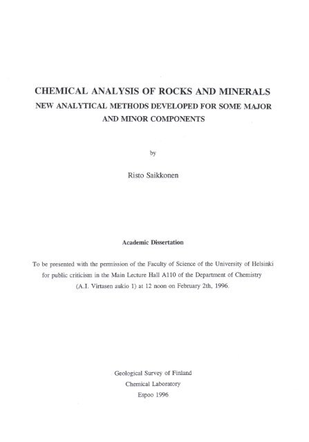 CHEMICAL ANALYSIS OF ROCK